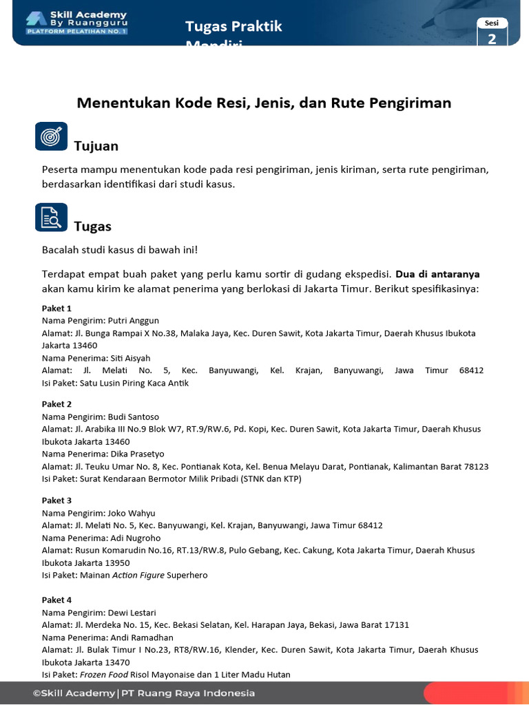 Menentukan Kode Resi, Jenis, Dan Rute Pengiriman: Tugas Praktik Mandiri ...