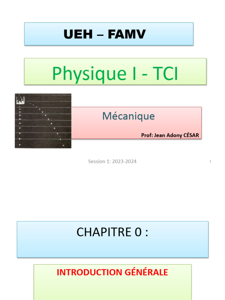Physique 1 2023-2024-1 | PDF | Physique | Mécanique