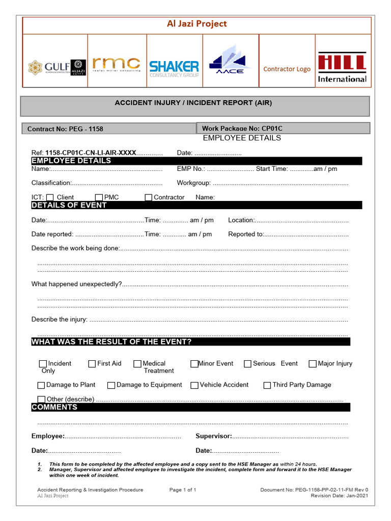 Accident Incident Report Form | PDF | Safety | Occupational Safety And Health