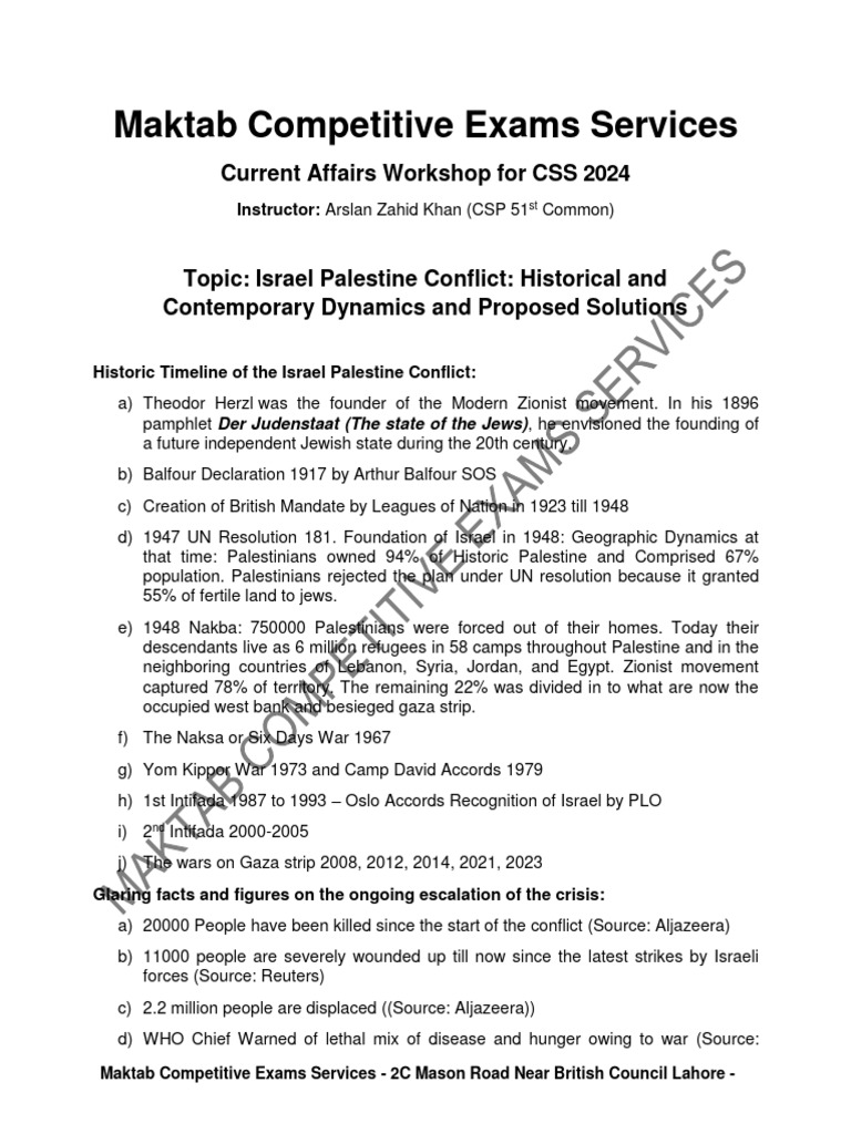 Israel Palestine Conflict CAW | PDF | Israel | World Politics