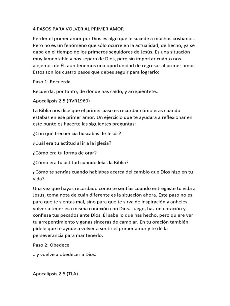 Regreso al Primer Amor en 4 Pasos | PDF | Pecado | Amor