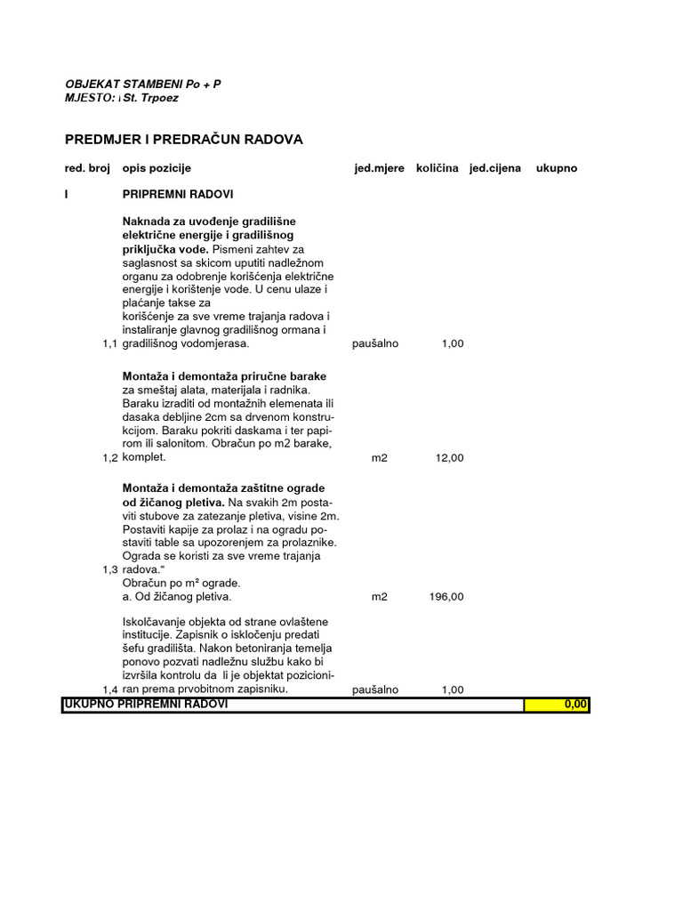 Predmjer Bojana | PDF