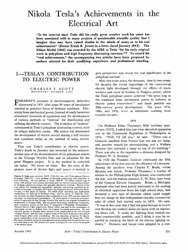 Tesla's Impact on Electric Power Systems | PDF | Electric Motor ...