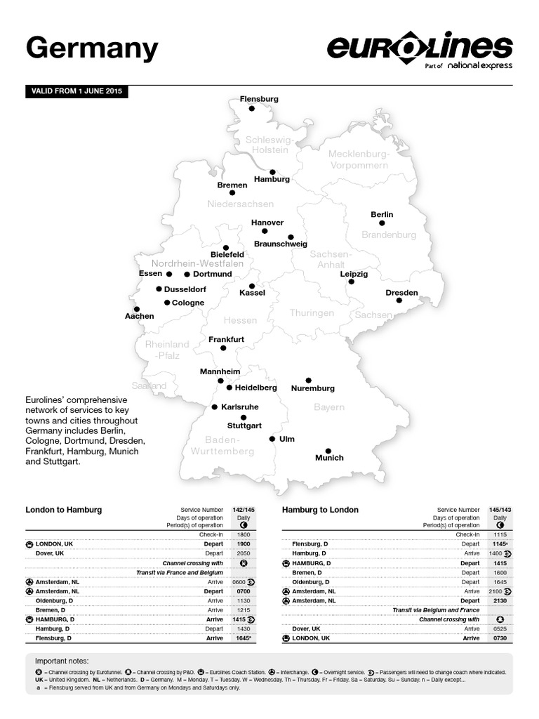 Eurolines Germany Timetable | PDF | Transport | Public Transport