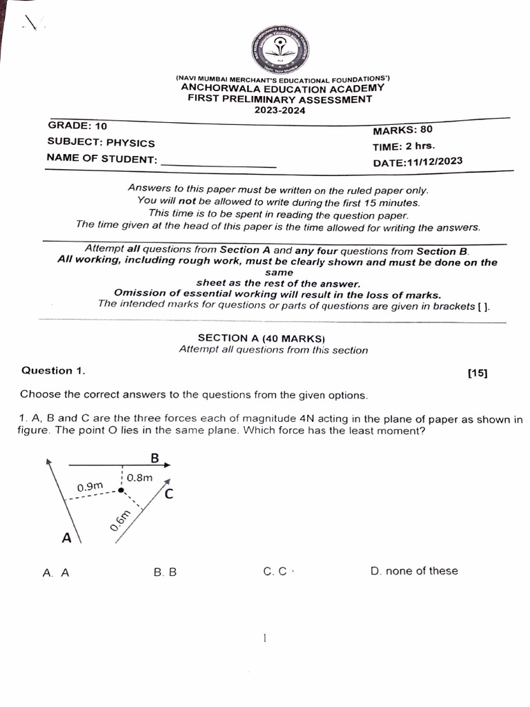 AEA Prelims 1 Physics | PDF