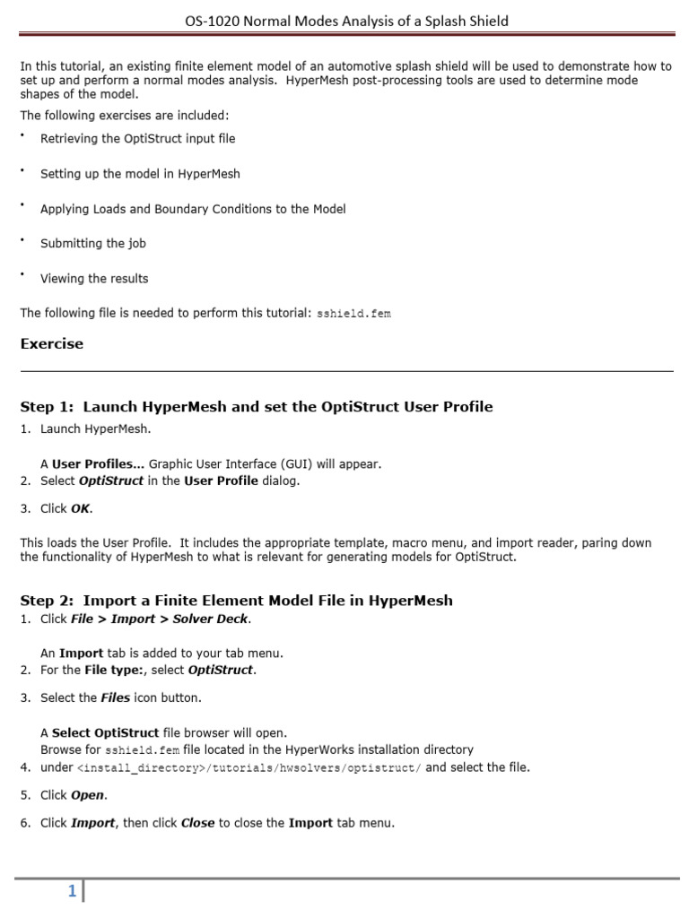 Normal Modes Analysis for Splash Shield | PDF | Finite Element Method ...