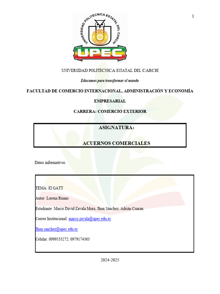 El Gatt - Acuerdos Comerciales Trabajo Grupal | PDF | Acuerdo General ...