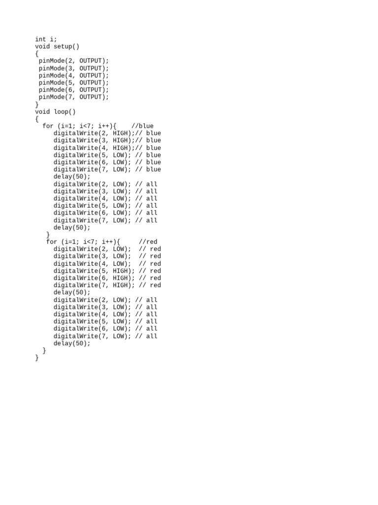 Arduino LED Control Code Example | PDF