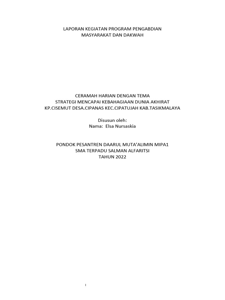 Laporan Kegiatan Program Pengabdian | PDF