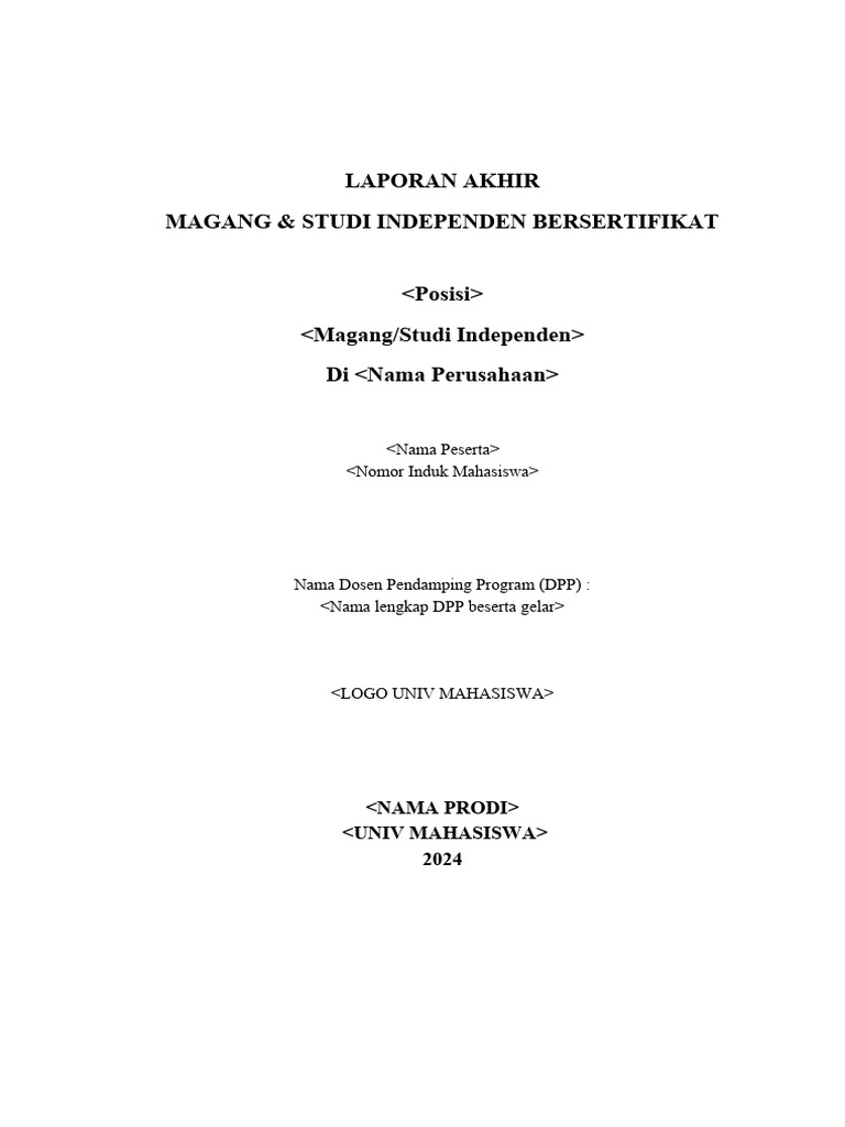 Template Laporan Akhir Magang Studi Independen Bersertifikat Nama | PDF Template Laporan Akhir Magang Studi Independen Bersertifikat Nama | PDF