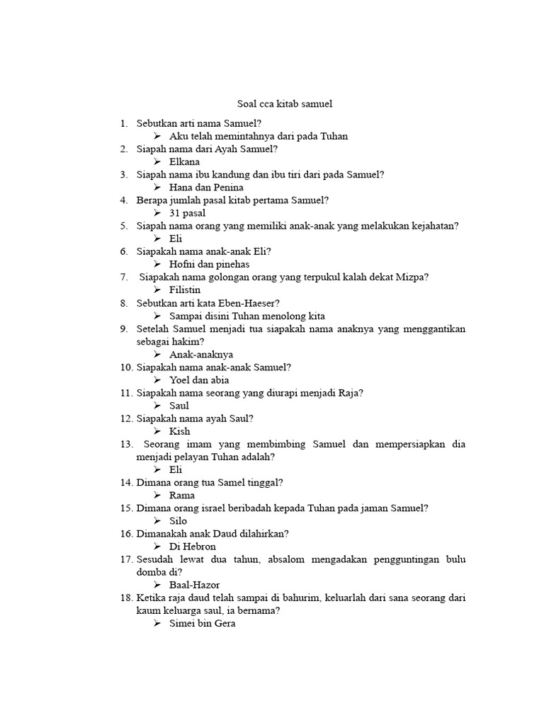 Soal CCA Kitab Samuel dan Artinya | PDF