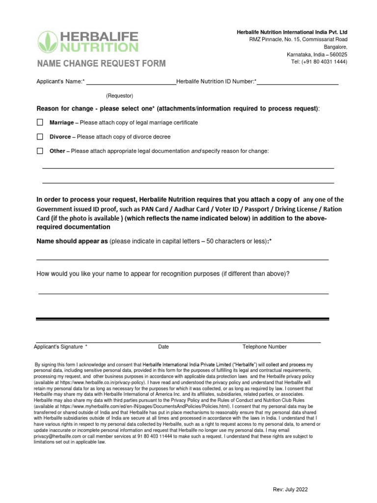 Name Change Request Form | PDF | Privacy | Privacy Policy