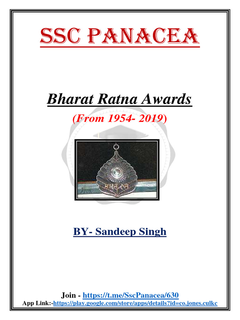 ST Bharat Ratna Awards - SSC PANACEA | PDF