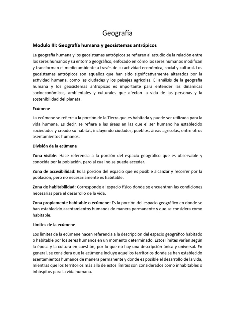 Guia de estudio de geografia del modulo 3 y 4 para el secundo parcial para cuarto semestre | PDF ...