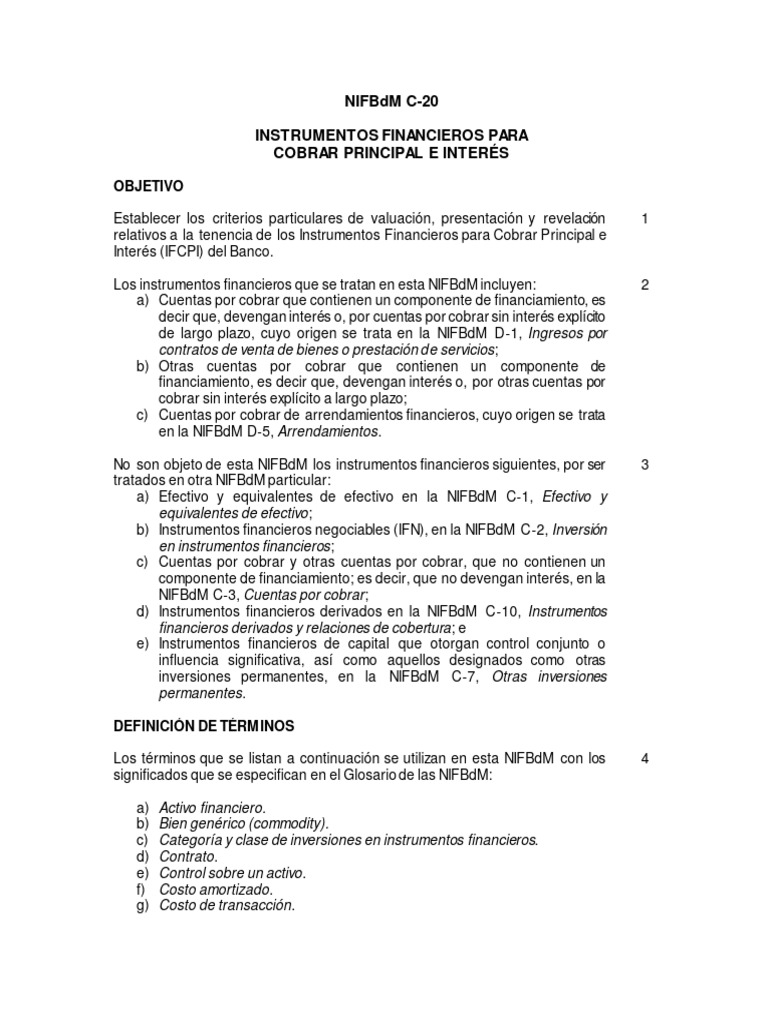 Nif C-20 | PDF | Bancos | Interés