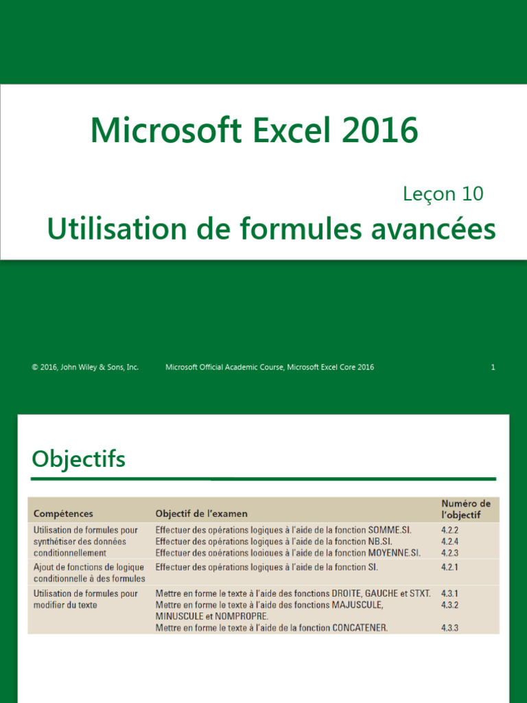 Excel Core 2016 Lesson 10 | PDF | Microsoft Excel | Microsoft