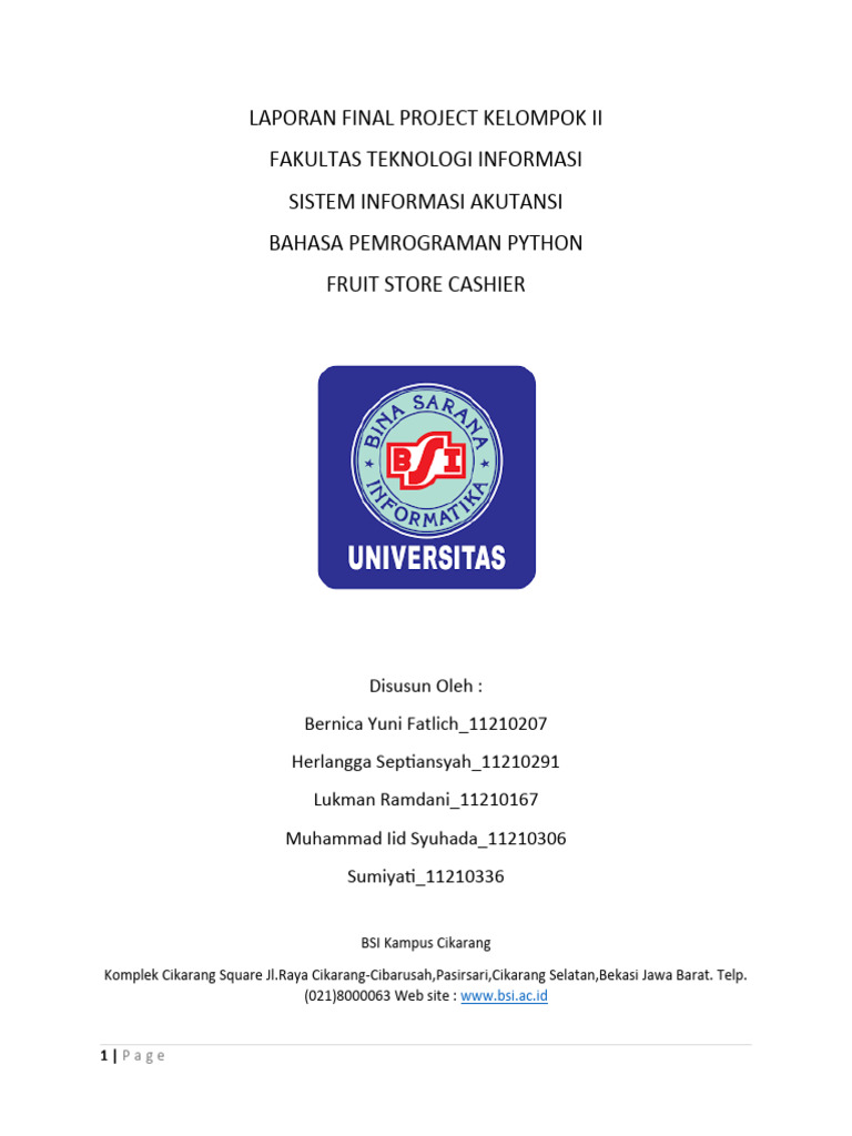 Laporan Final Project Dasprog Kelompok Ii | PDF