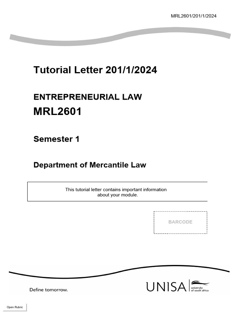 Tut letter 201_2024_1_b | PDF | Law Of Agency | Misrepresentation