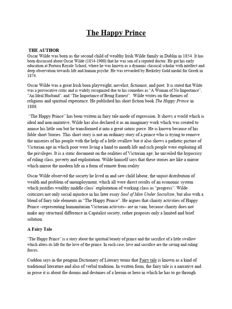 The Happy Prince | PDF | The Happy Prince And Other Tales | Oscar Wilde