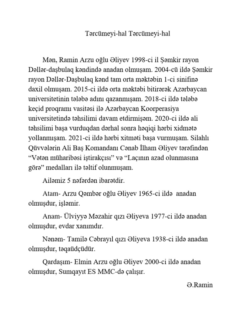 Tərcümeyi Hal | PDF