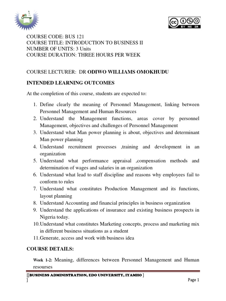 Introduction To Business II - LN Fs 20192019 | PDF | Cost Of Living ...