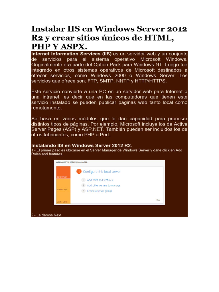 Instalar IIS en Windows Server 2012 R2 y Crear Sitios Únicos de HTML ...