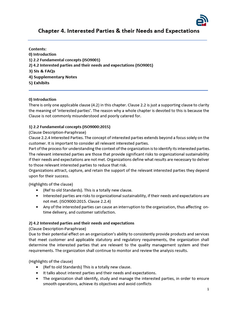 Understanding Interested Parties in ISO 9001 | PDF | Risk | U.S ...