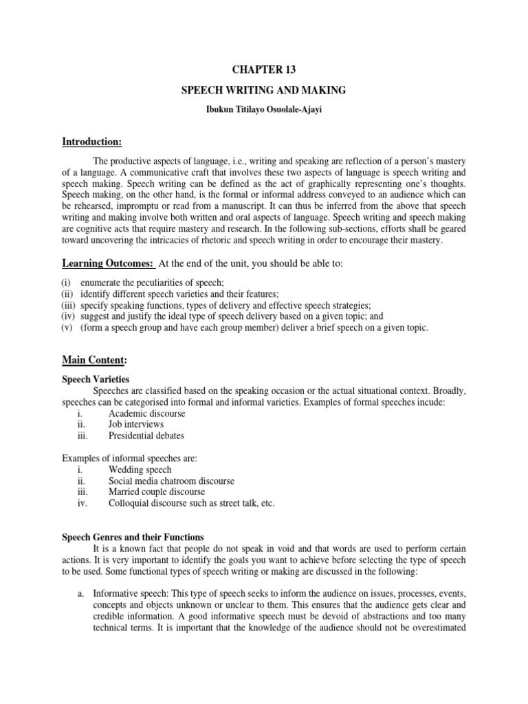 Speech Writing and Making PDF | PDF | Speech | Rhetoric