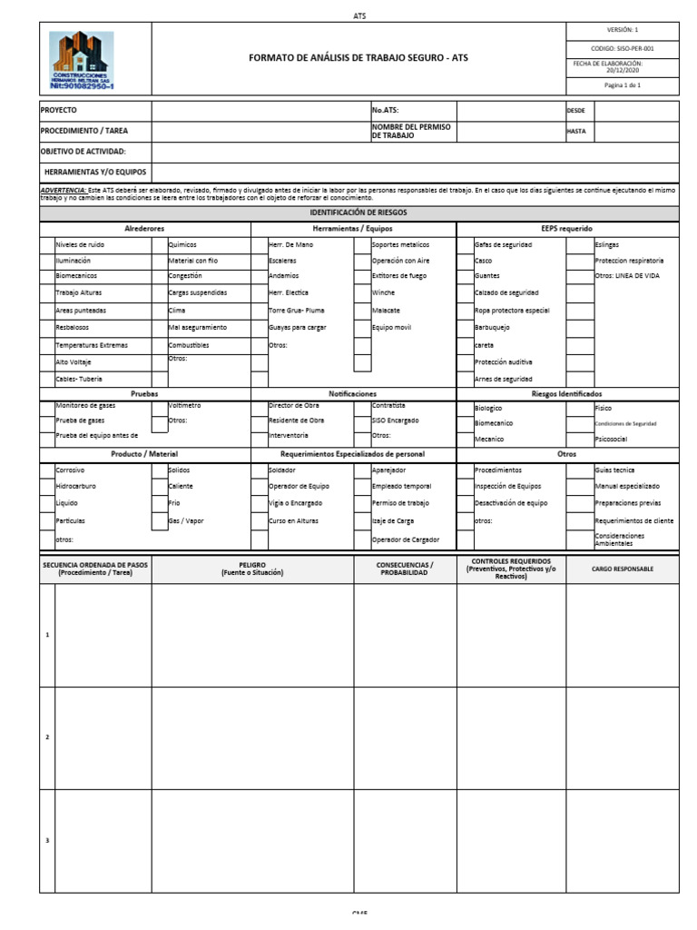 Siso - Per-001 Formato Ats | PDF