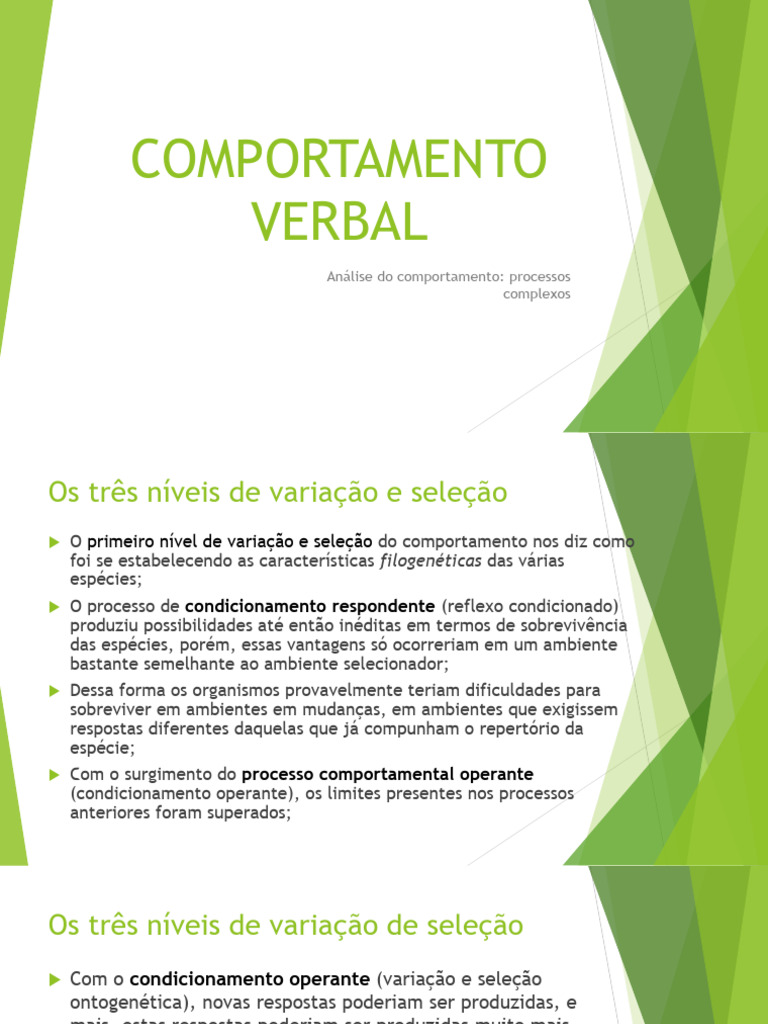 Aula 1 - COMPORTAMENTO VERBAL | PDF | Behaviorismo | Comportamento