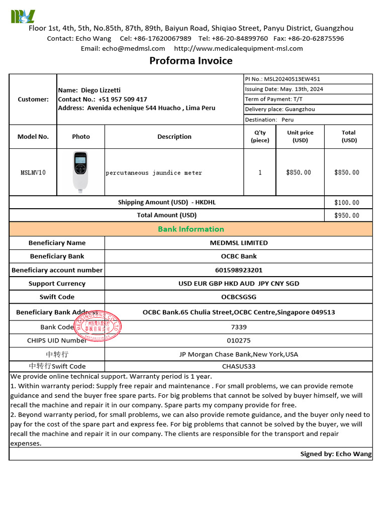 Proforma Invoice-20240513 | PDF | Banking
