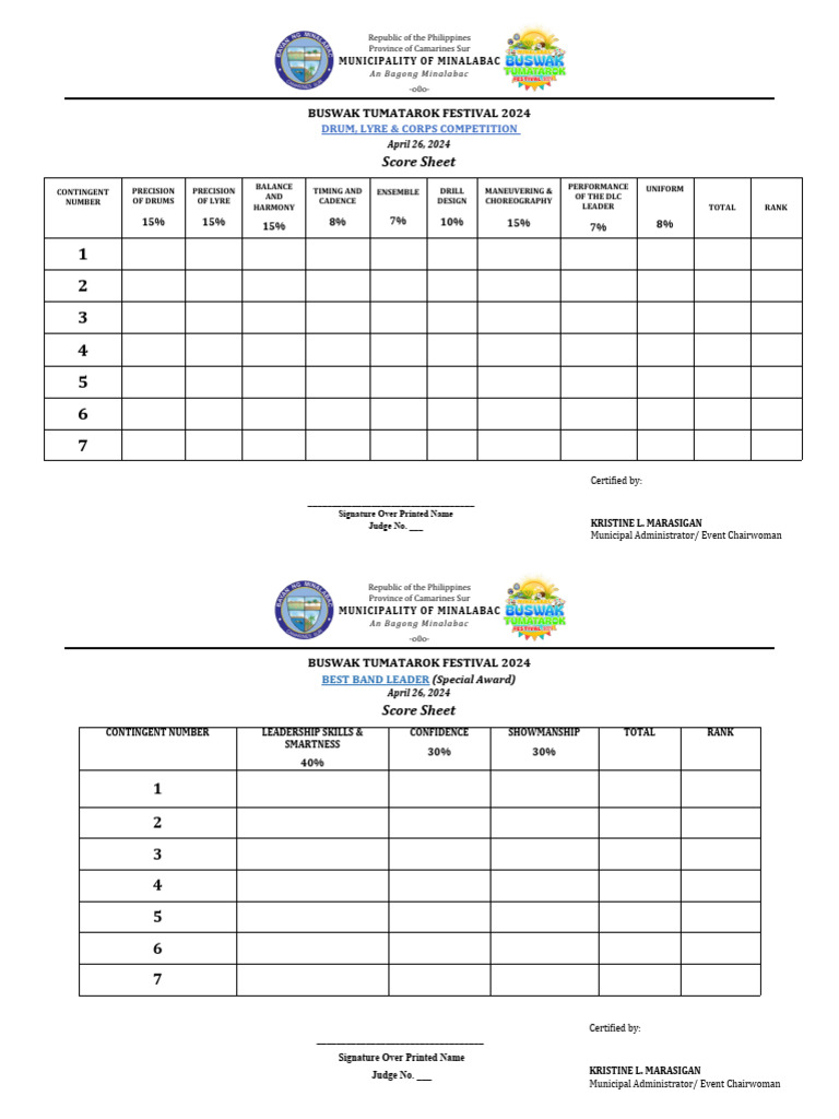 Score Sheet | PDF | Marching Bands | Music
