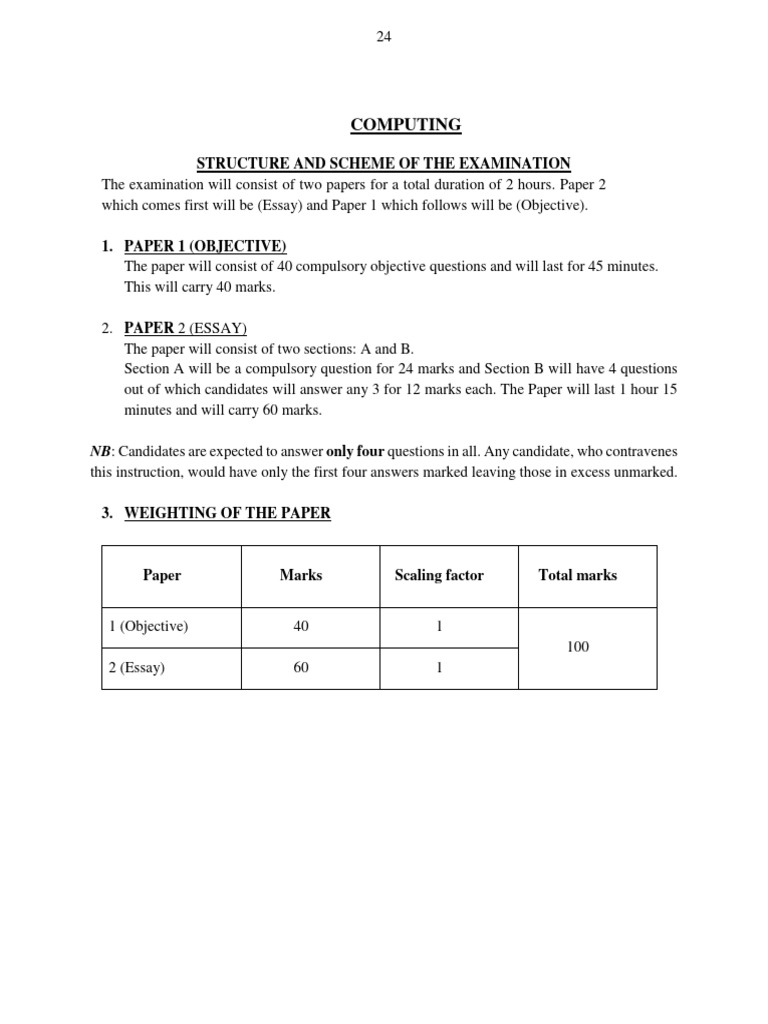 2024 Bece Computing Sample Questions From Waec | PDF | Information | Computer Engineering