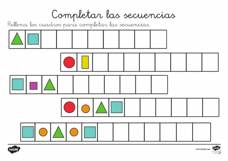 ES T N 193 Completar Las Secuencias Figuras y Colores Ficha de ...