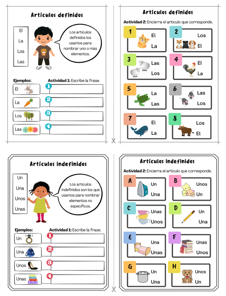 Guías de Artículos Definidos e Indefinidos @Laprofealecomparte (1) | PDF
