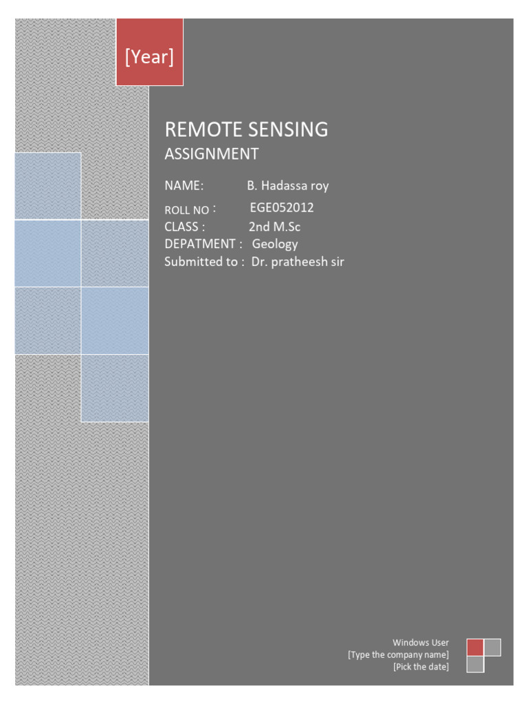 ASSIGNMEN1 Remote Sensing | Download Free PDF | Remote Sensing | Aerial ...