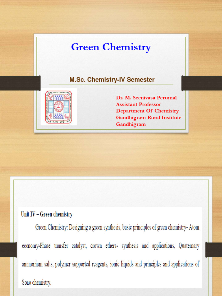 Green Chemistry Principles and Applications | PDF | Green Chemistry ...