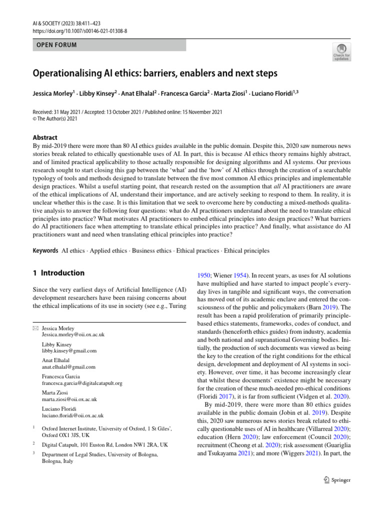 Operationalising AI Ethics- Barriers, Enablers and Next Steps | PDF ...