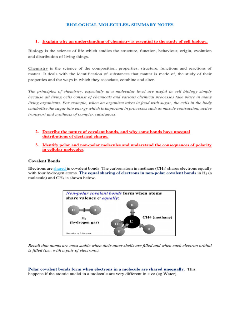 Biological Molecules Notes | PDF | Solvation | Ion