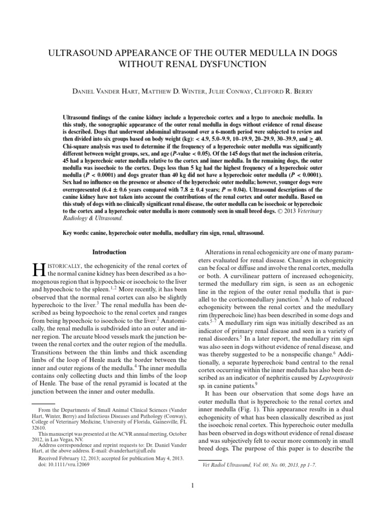 Ultrasound Appearance of The Outer Medulla in Dogs Without Renal ...