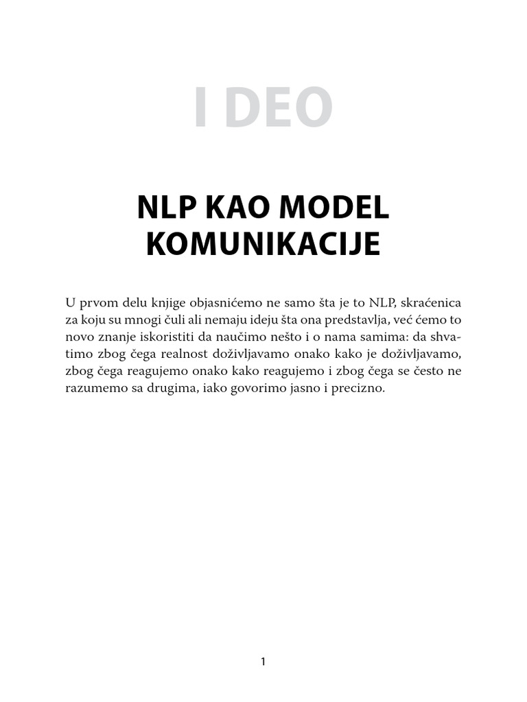 I Deo: NLP Kao Model Komunikacije | PDF