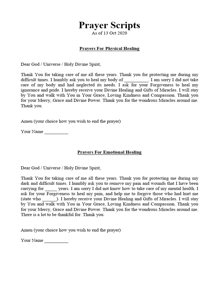 Prayers for Healing and Peace | PDF | Forgiveness | Prayer