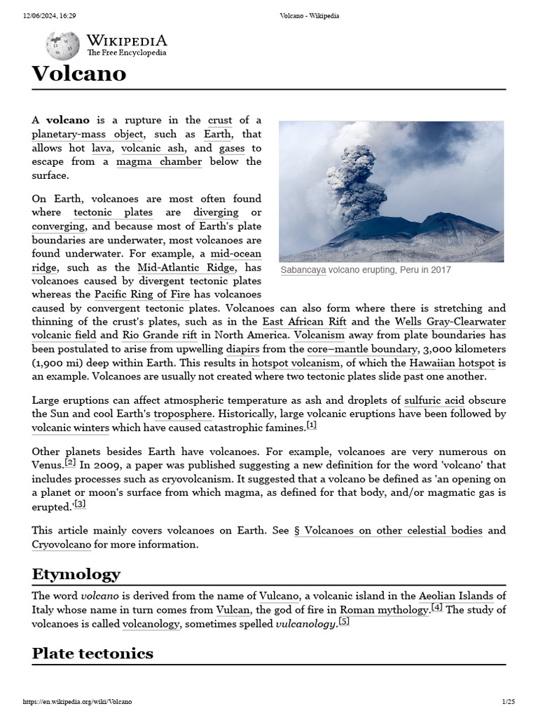 Volcano - Wikipedia | PDF | Volcano | Lava