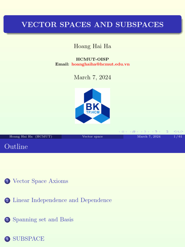 Vector Space and Subspace | PDF | Linear Subspace | Vector Space