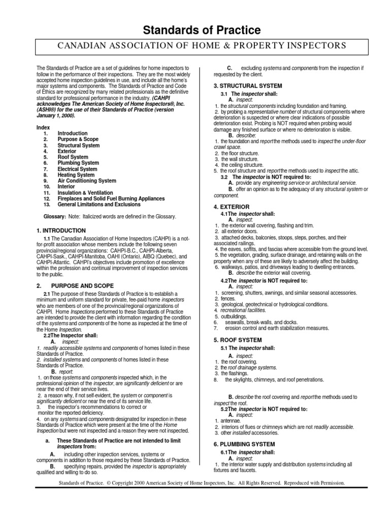 CAHPI Standards of Practice | PDF | Electrical Wiring | Insulator ...