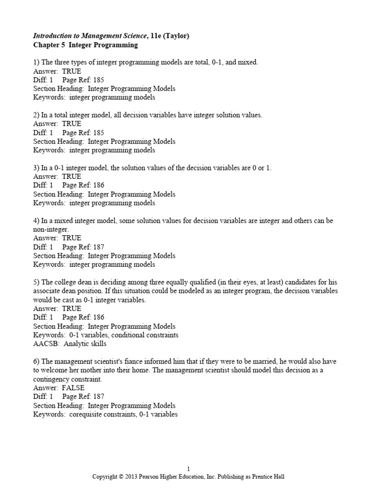 Ch05 Integer Programming | PDF | Mathematical Optimization | Linear ...