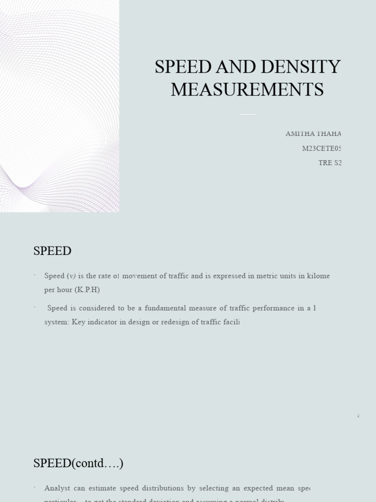 Speed and Density Measurements | PDF | Mean | Speed