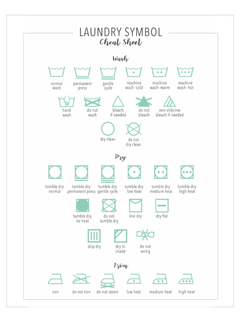 Laundry Symbol Cheat Sheet - Laundry-Symbol-Cheat-Sheet | PDF