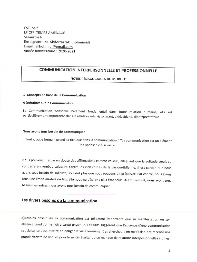 supp communication professionnelle | PDF