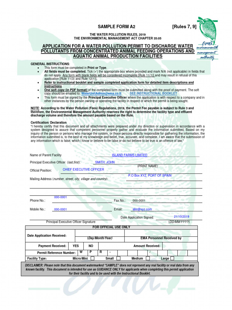 Sample FORM A2 | PDF | Water | Water Pollution